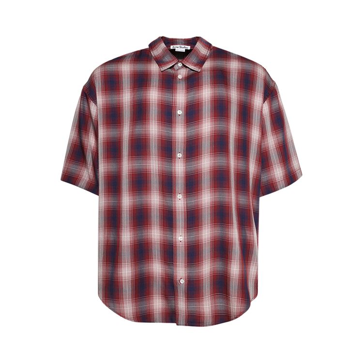 Buy Acne Studios Button-Up Shirt 'Red/Blue' - CB0116 GOAT RED | GOAT