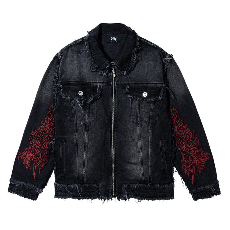 Buy Revenge Tribal Cross Denim Jacket 'Black/Red' - 12017 1SS2506RTCDJB ...