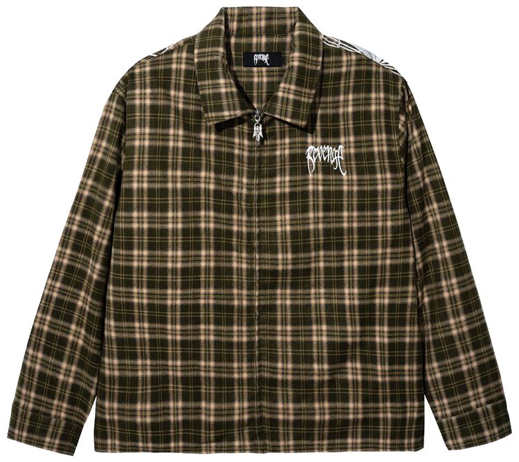 Buy Revenge Embroidered Spider Flannel 'Olive/White' - 12017 ...