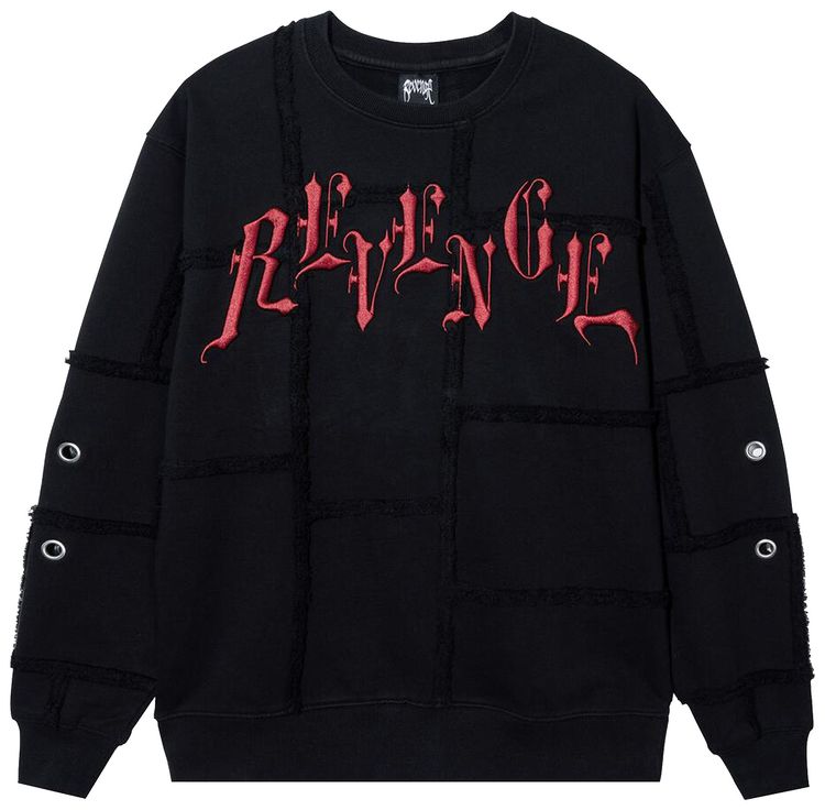 Buy Revenge Patchwork Crewneck 'Black/Red' - 12017 1SS2504RPCB BLAC | GOAT