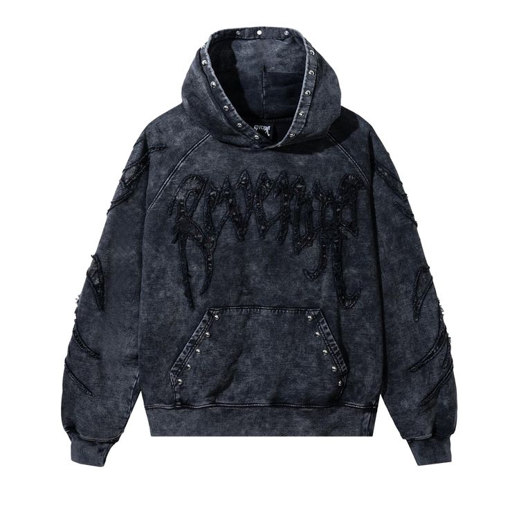 Buy Revenge Vintage Arch Logo Studded Hoodie 'Washed Black/Red' - 12017 ...