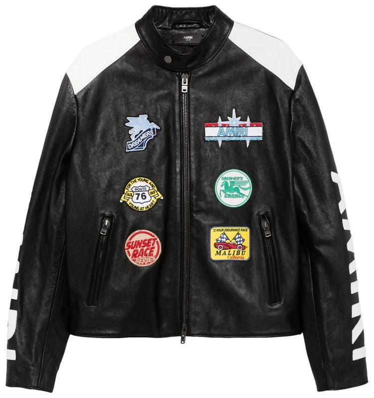 Buy Amiri Patch Racer Jacket 'Black' - AMLTJT1020 BLAC | GOAT