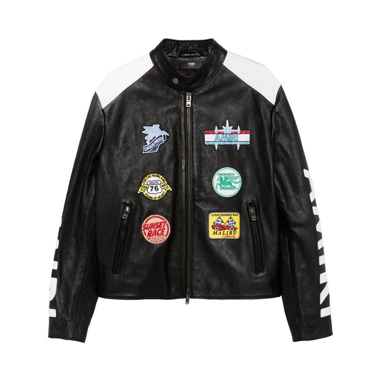 Buy Amiri Patch Racer Jacket 'Black' - AMLTJT1020 BLAC | GOAT