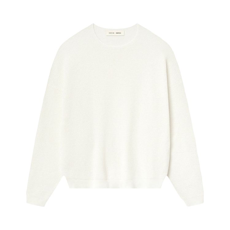 Buy Fear of God Essentials Waffle Crewneck Sweater 'Cloud White ...