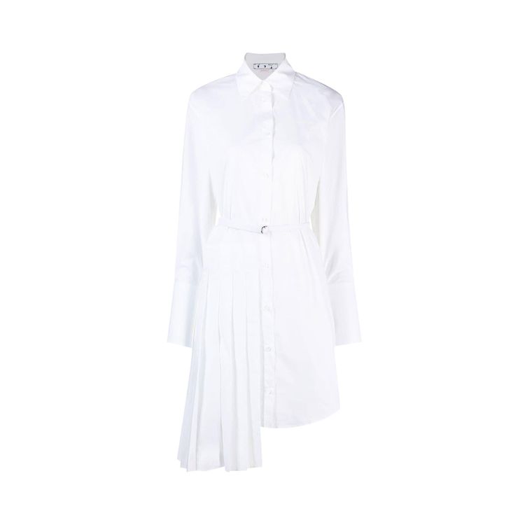 Buy Off-White Diag Plisse Shirt Dress 'White' - OWDB280C99FAB0010101 | GOAT