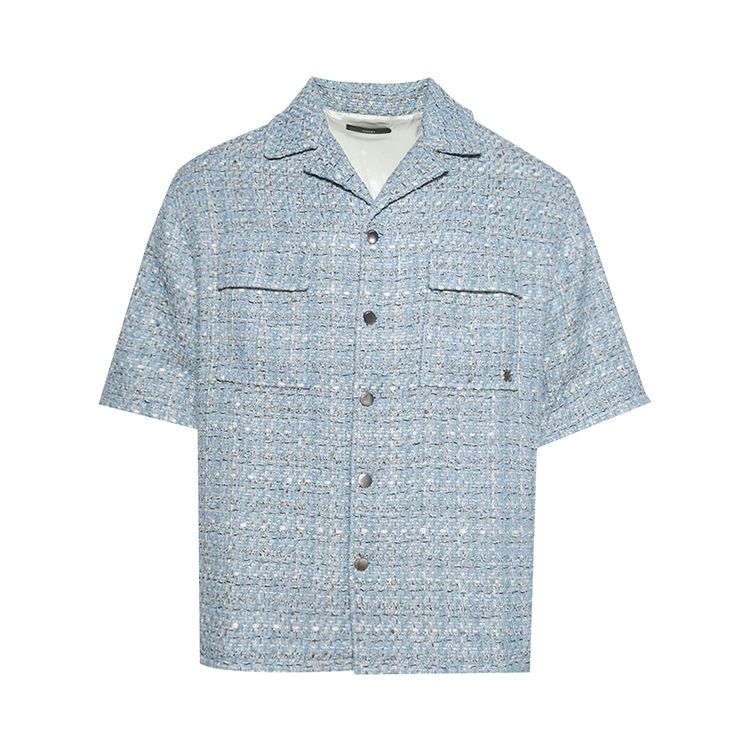 Buy Amiri Boucle Camp Shirt 'Ashley Blue' - AMSTCA1143 ASHL | GOAT UK