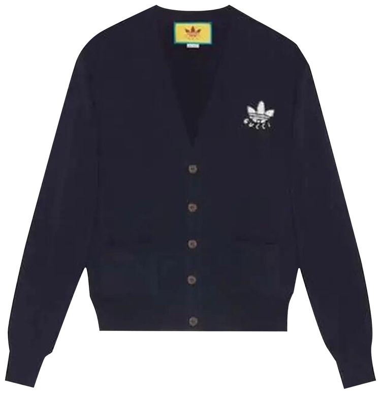 Buy Gucci x adidas Wool Cardigan 'Navy' - 702135 XKCH9 4215 | GOAT
