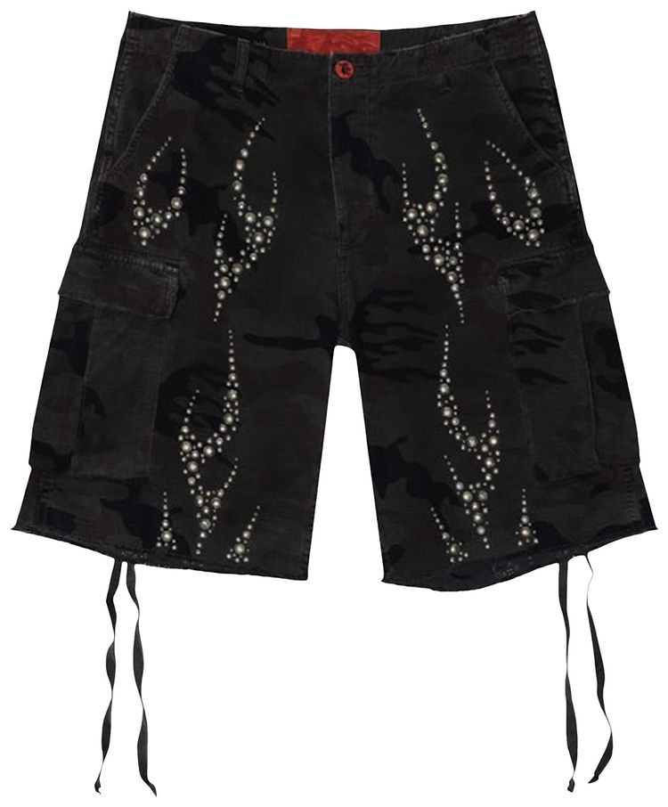 Buy Hellstar Studded Cargo Shorts 'Black' - HSCXSHO01 BLAC | GOAT