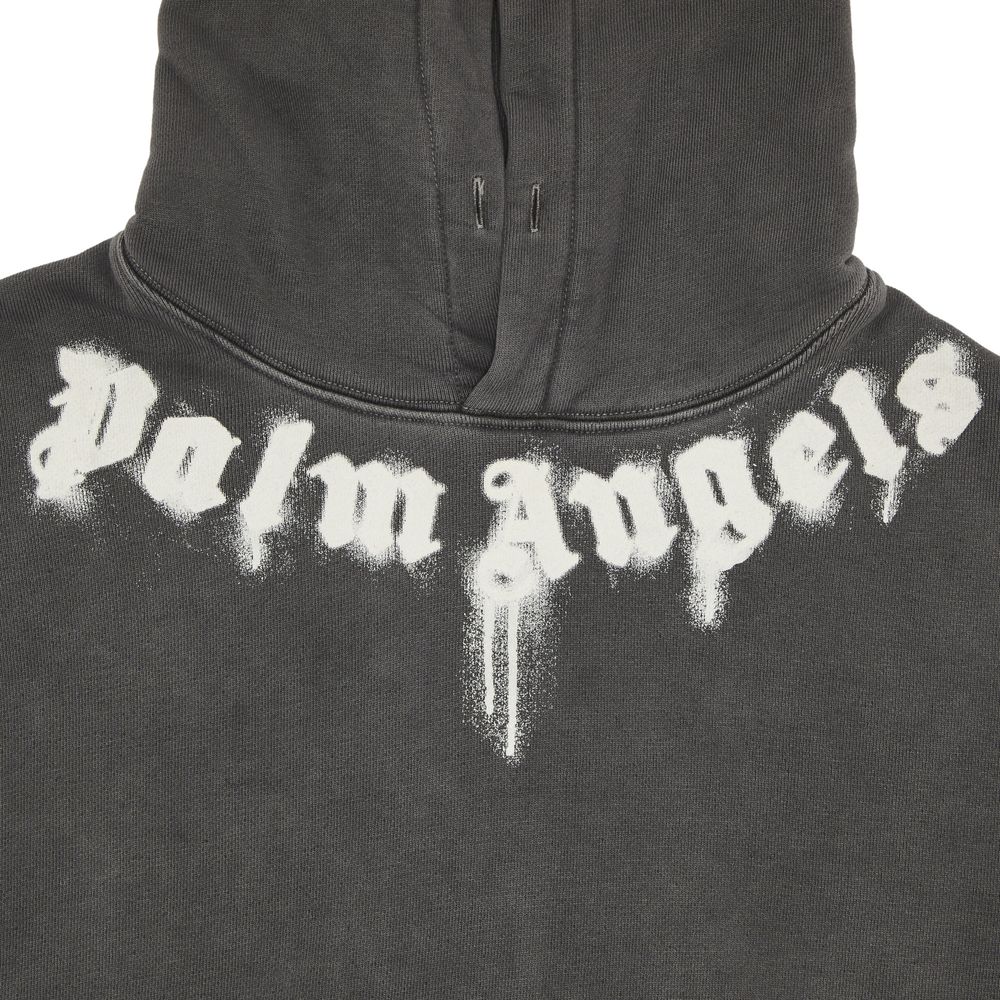 Buy Palm Angels Neck Logo Hoodie 'Dark Grey/Off White ...