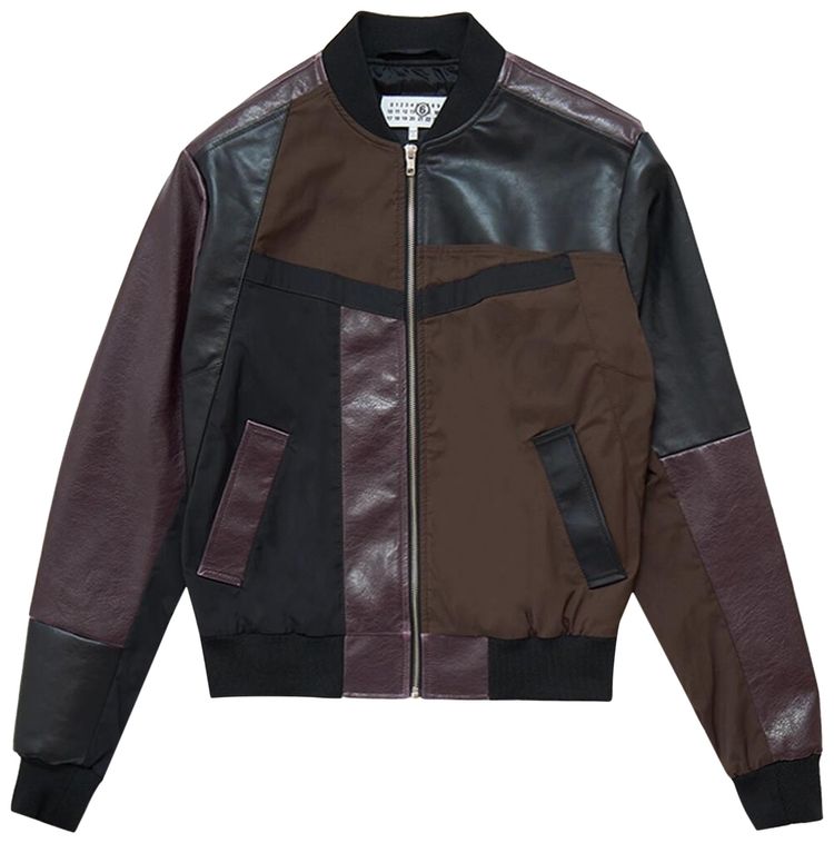 Buy MM6 Maison Margiela Paneled Bomber Jacket 'Brown/Black/Burgundy ...