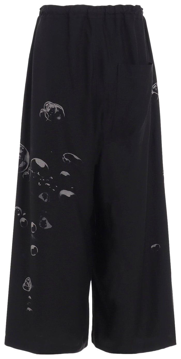 Buy Y's Angel Print Dungaree Twill Front Pleated Wide Pants 'Dark Grey ...