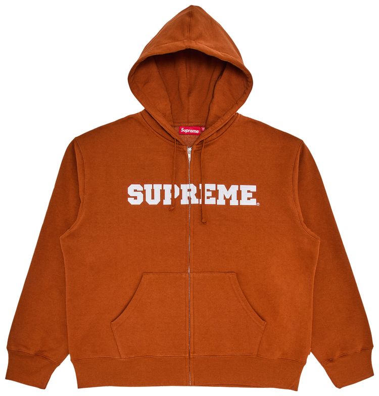 Buy Supreme Collegiate Appliqué Zip Up Hooded Sweatshirt 'Rust ...