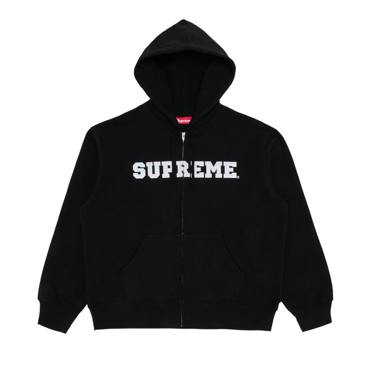 Buy Supreme Collegiate Appliqué Zip Up Hooded Sweatshirt 'Black ...