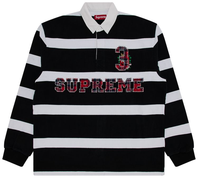Buy Supreme Stripe Rugby 'Black' - FW25KN10 BLACK | GOAT