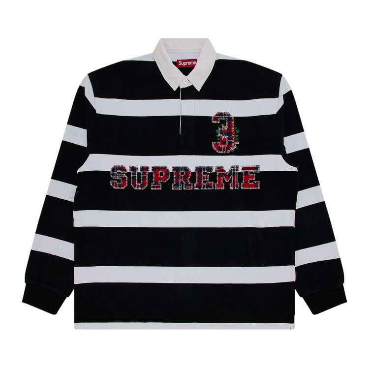 Buy Supreme Stripe Rugby 'Black' - FW25KN10 BLACK | GOAT