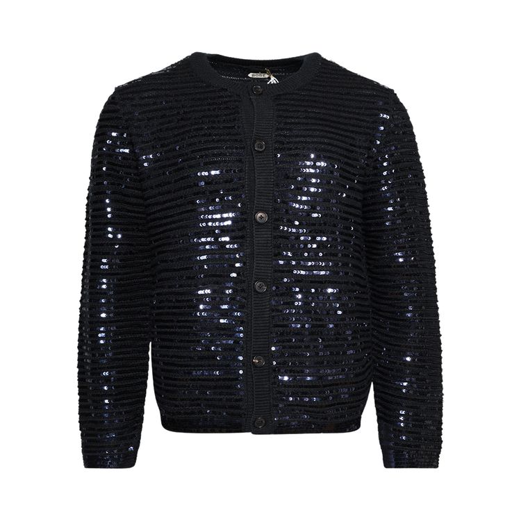 Buy Bode Sequin Spotlight Cardigan 'Black' - MRF25KT009 BLAC | GOAT