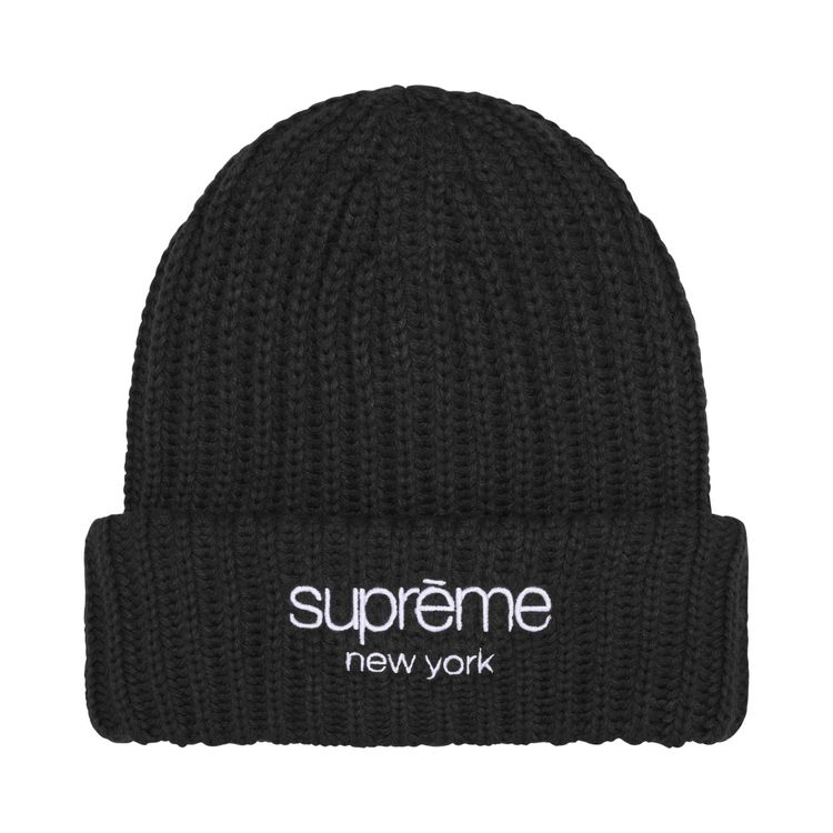 Buy Supreme Chunky Rib Classic Logo Beanie 'Black' - FW25BN42 BLACK | GOAT