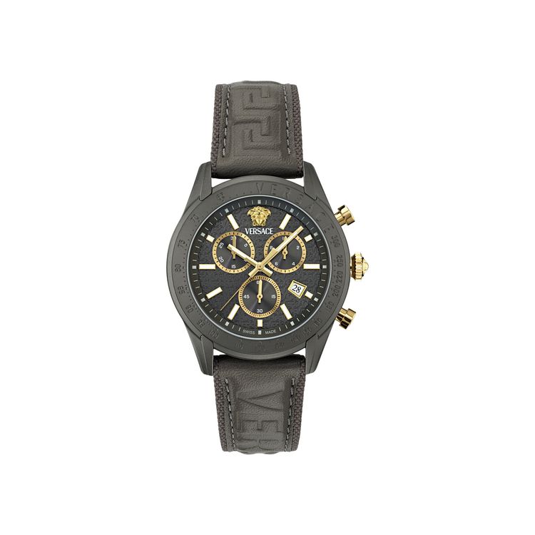 Buy Versace Chrono Master Leather Watch 'Gun' - VE8R00124 | GOAT