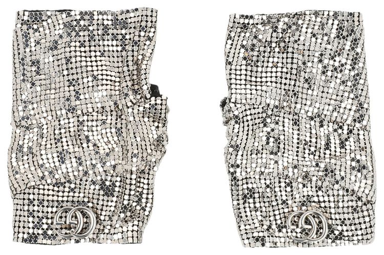 Buy Gucci Double G Mesh Fingerless Gloves 'Silver' - 687192 3SACK 8160 ...