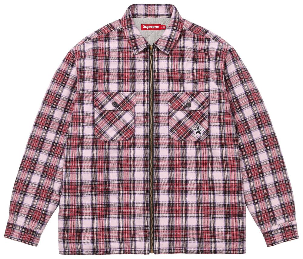 Buy Supreme Thermal Lined Zip Up Flannel Shirt 'Pink' - FW25S33 PINK | GOAT