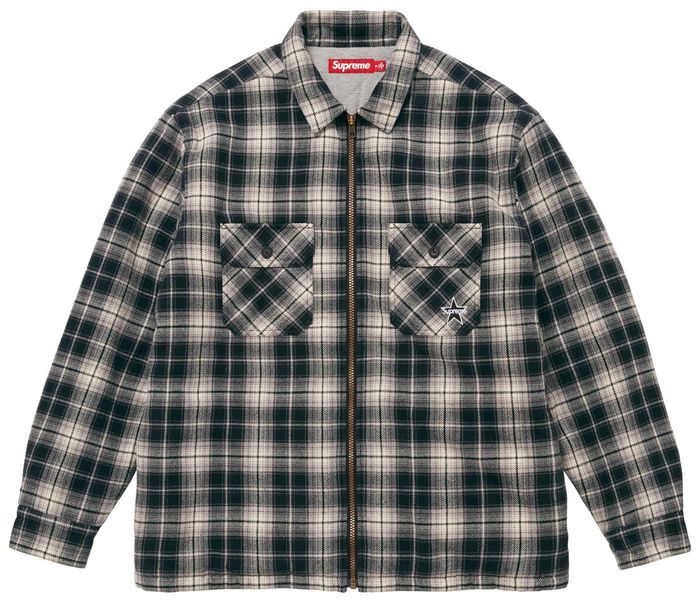 Buy Supreme Thermal Lined Zip Up Flannel Shirt 'Black' - FW25S33 BLACK ...