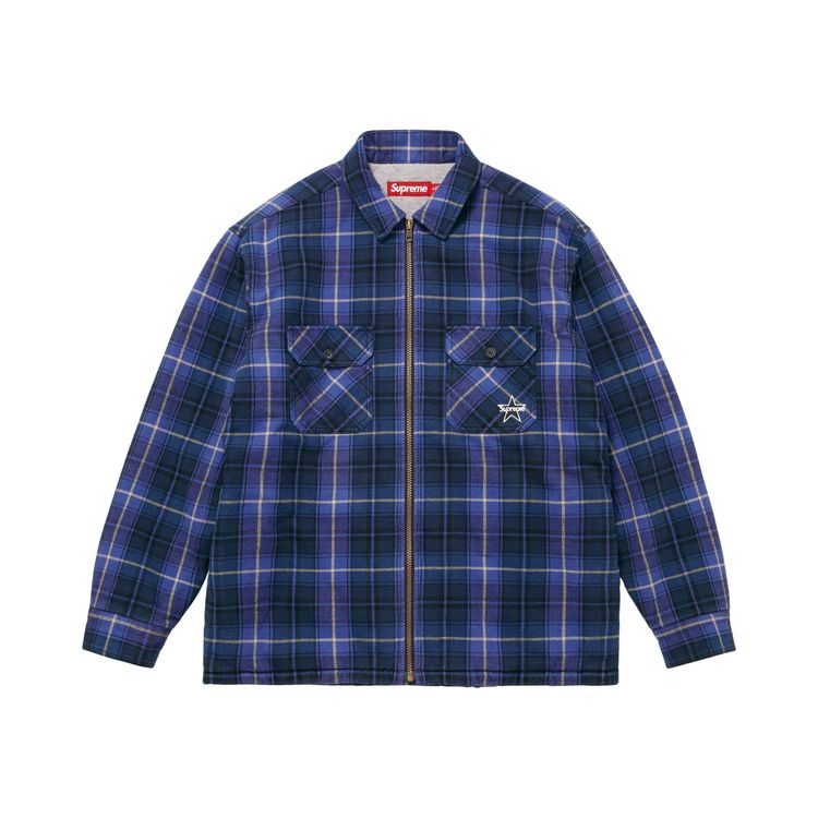 Buy Supreme Thermal Lined Zip Up Flannel Shirt 'Blue' - FW25S33 BLUE | GOAT