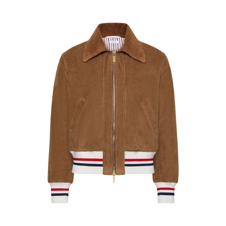 Buy Thom Browne Wale Corduroy Cropped Flight Jacket 'Brown' - FBD068X ...