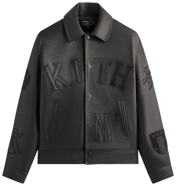 Buy Kith Pebbled Leather Varsity Coaches Jacket 'Black' - KHM011118 001 ...
