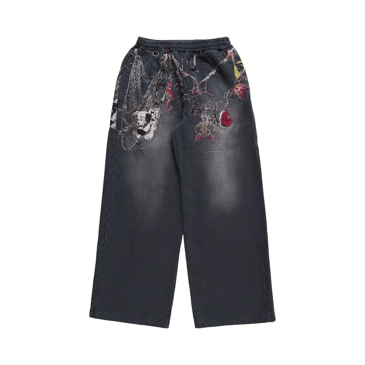 Buy Doublet Embroidered Chain Sweatpants 'Black' - 25AW43PT328 | GOAT