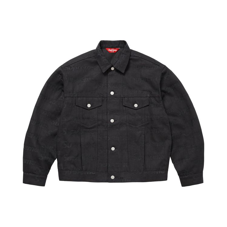 Buy Supreme Jacquard Logos Denim Trucker Jacket 'Black' - FW25J101 ...