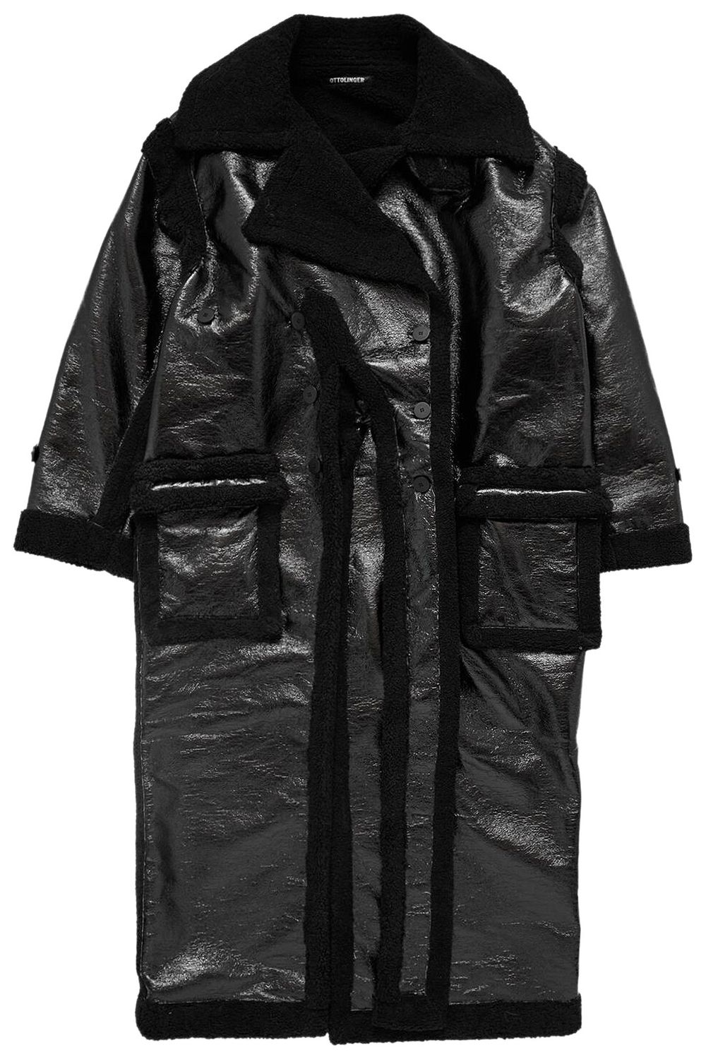 Buy Ottolinger Shearling Oversize Split Coat 'Black' - 10970230901 ...