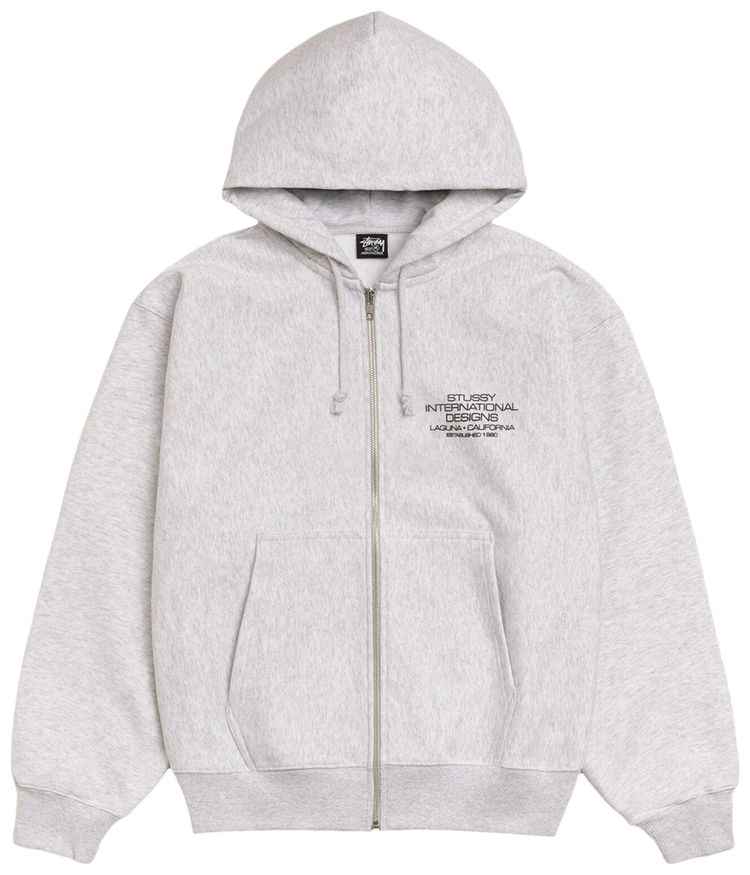 Buy Stussy International Designs Zip Hoodie 'Ash Heather' - 1975170 ASH ...