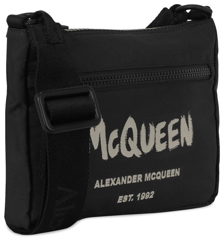 Buy Alexander McQueen Graffiti Logo Crossbody Phone Bag 'Black White ...