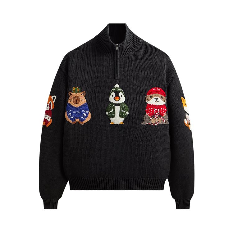 Buy Kith Kithmas Animals Wyona Quarter Zip 'Black' - KHM034509 001 | GOAT