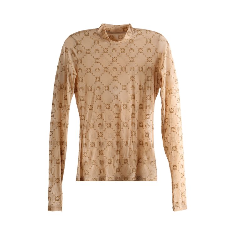 Buy Marine Serre Monogram Mesh Flock Long-Sleeve Highneck 'Camel ...