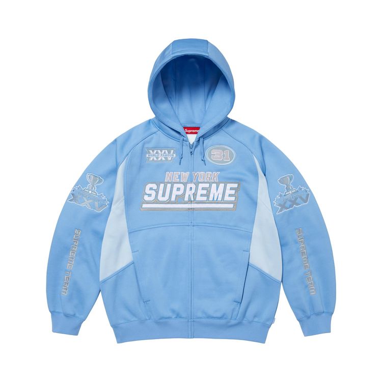 Buy Supreme Football Zip Up Hooded Sweatshirt 'Light Blue' - FW25SW68 ...