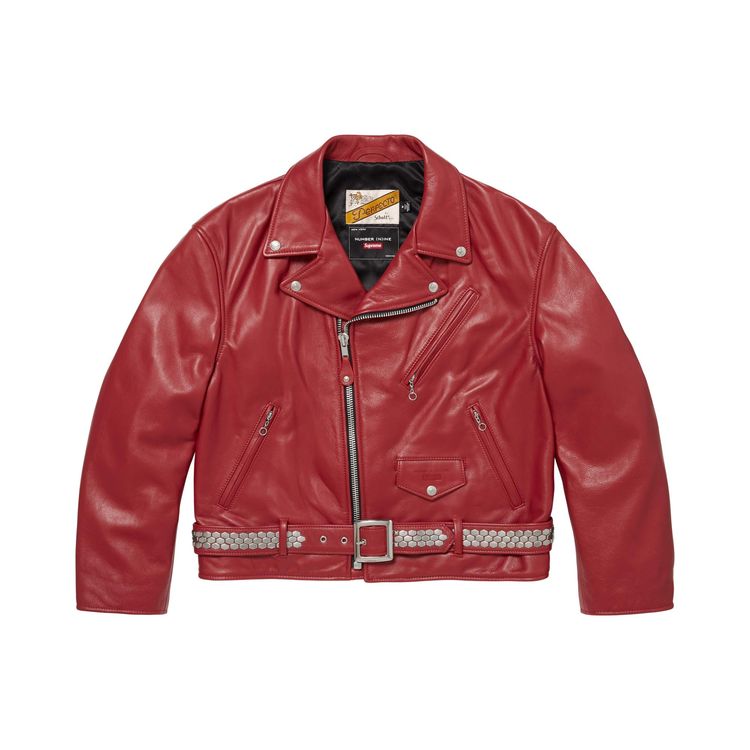 Buy Supreme x Number (N)Ine x Schott Perfecto Leather Jacket 'Red ...