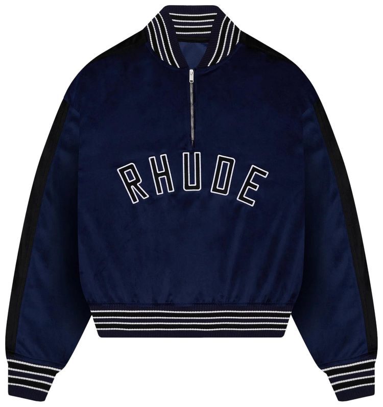 Buy Rhude Velour Track Quarter Zip 'Navy/Black/White' - FW25ST010413171 ...