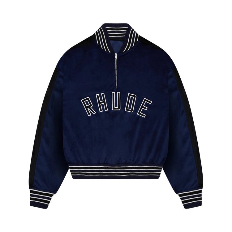 Buy Rhude Velour Track Quarter Zip 'Navy/Black/White' - FW25ST010413171 ...