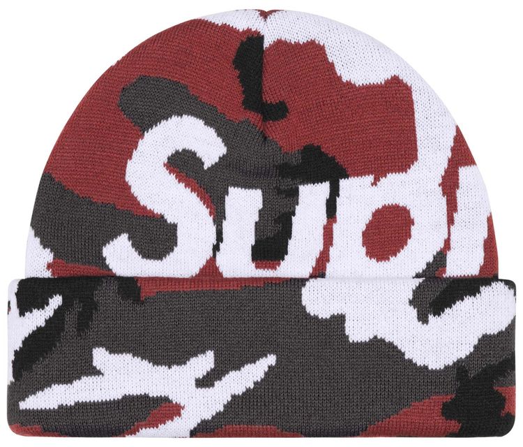 Buy Supreme Camo Big Logo Beanie 'Red Camo' - FW25BN12 RED CAMO | GOAT