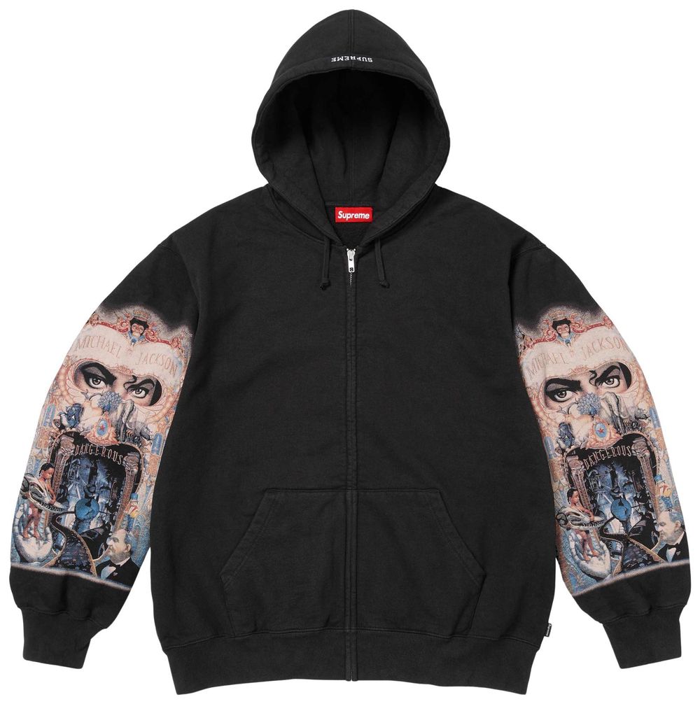 Buy Supreme Michael Jackson Dangerous Zip Up Hooded Sweatshirt 'Black ...
