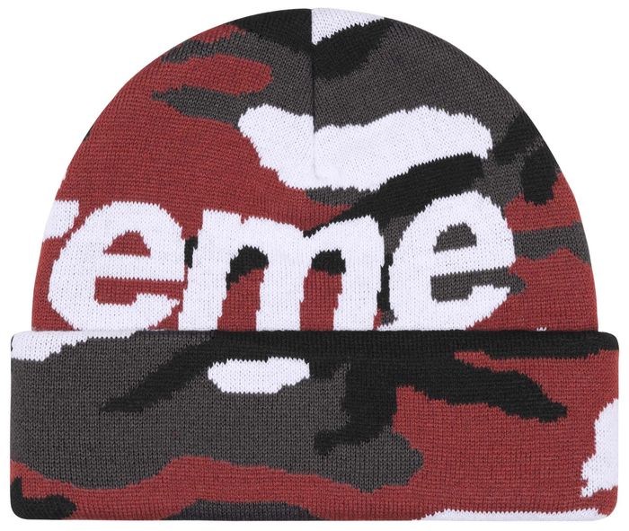 Buy Supreme Camo Big Logo Beanie 'Red Camo' - FW25BN12 RED CAMO | GOAT