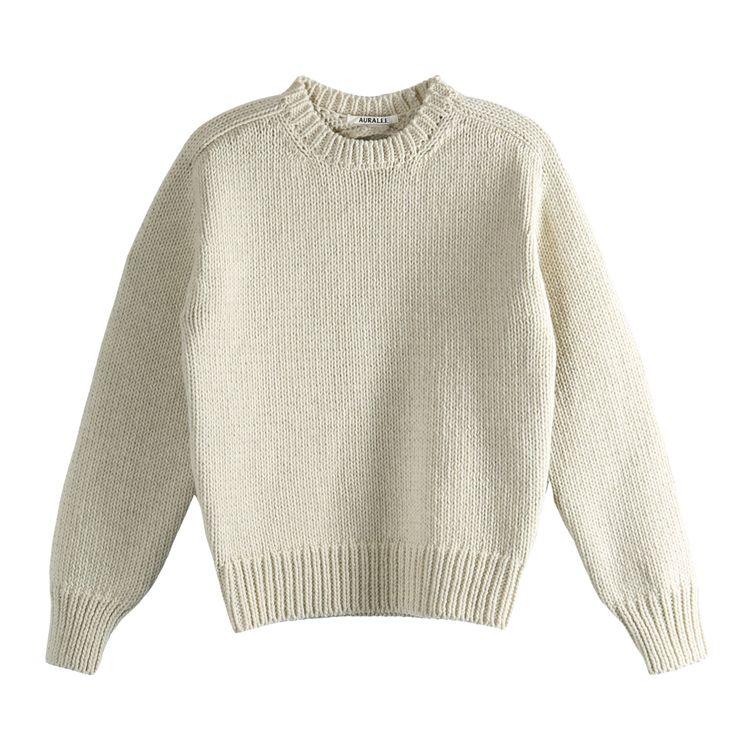 Buy Auralee Wool Cashmere Felted Knitwear 'Ivory' - A25AP03FW IVOR | GOAT