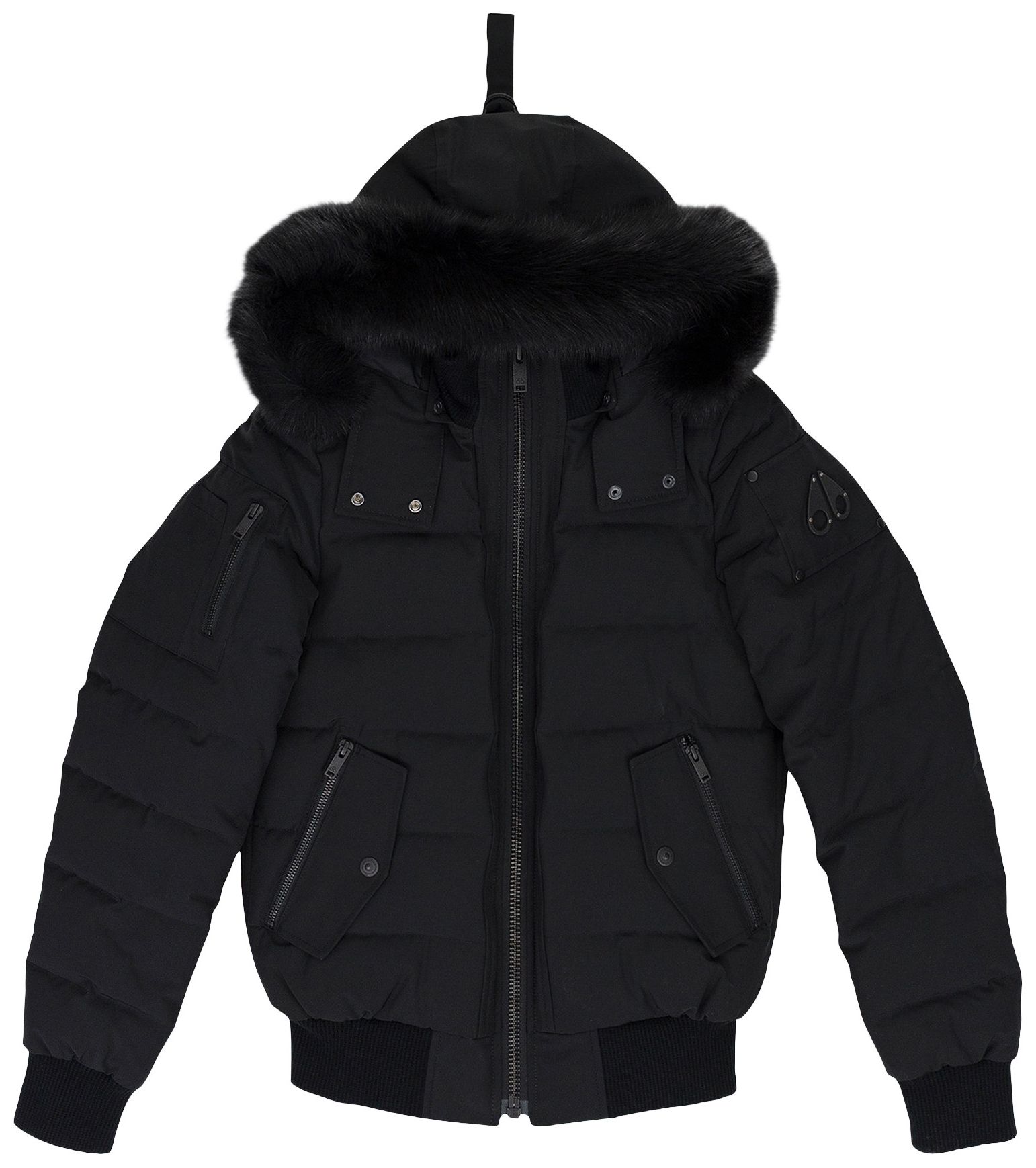 Buy Moose Knuckles Ladriere Shearling Trim Bomber Jacket 'Black ...