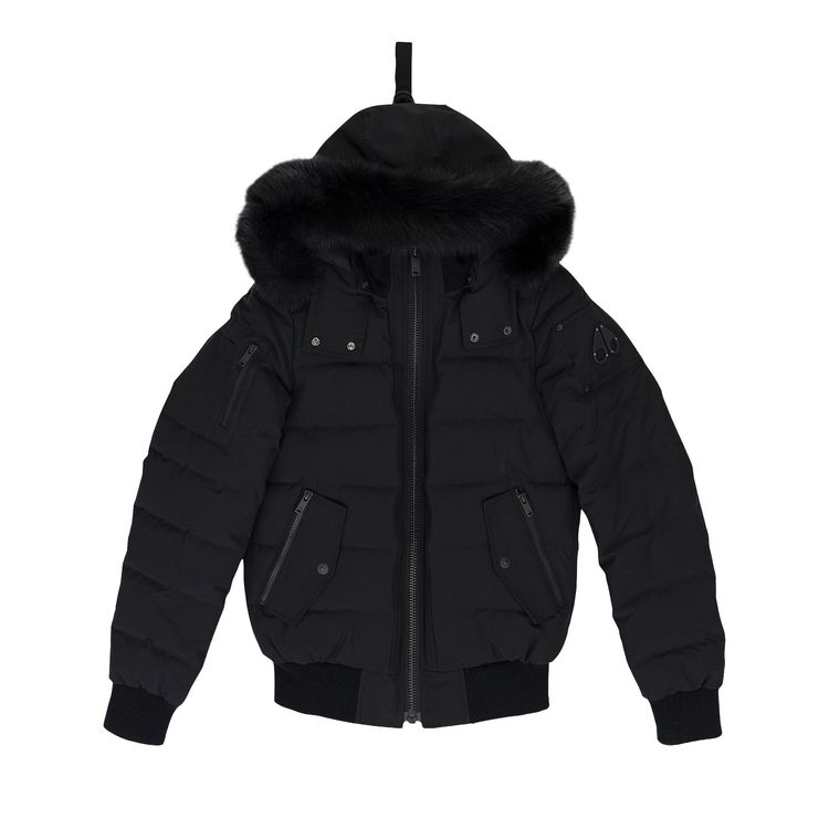 Buy Moose Knuckles Ladriere Shearling Trim Bomber Jacket 'Black ...