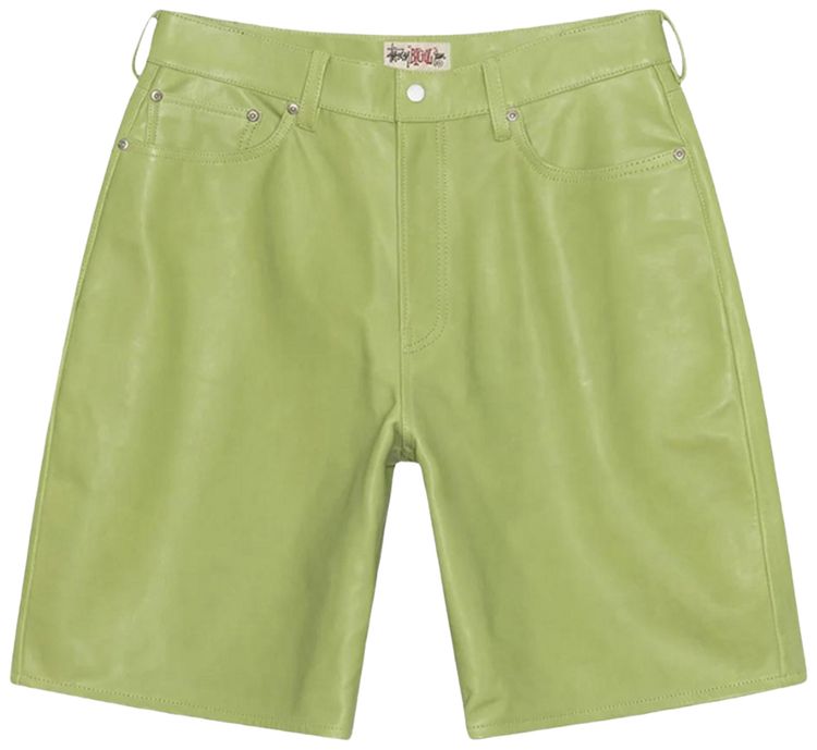 Buy Stussy Big Ol Leather Shorts 'Lime' - 112315 LIME | GOAT