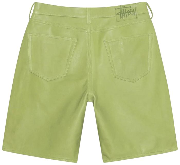 Buy Stussy Big Ol Leather Shorts 'Lime' - 112315 LIME | GOAT