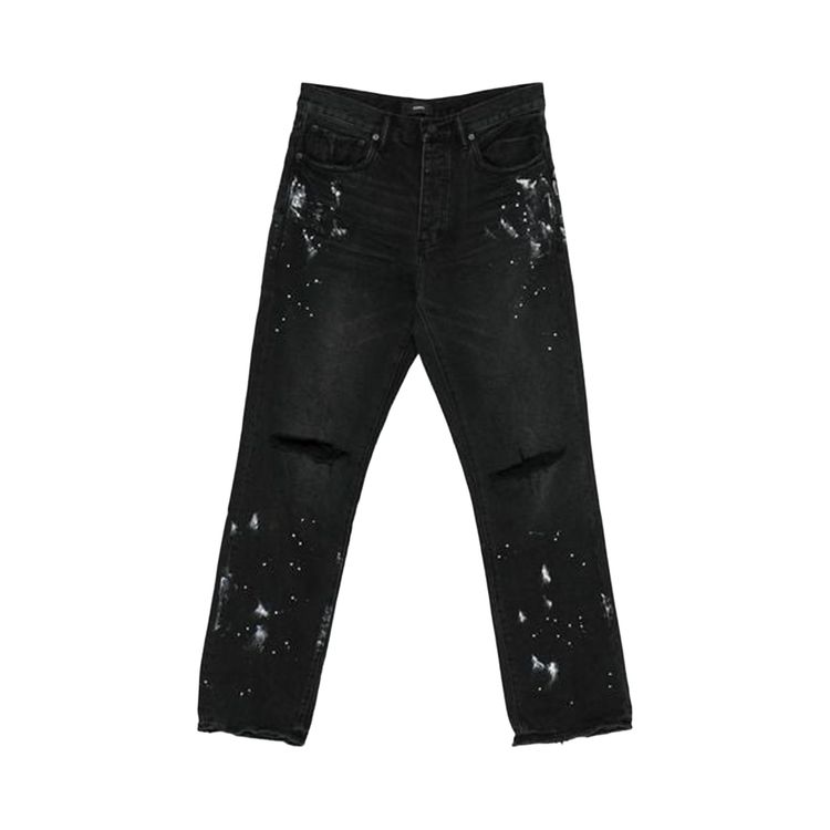 Buy PURPLE BRAND Knee Slit Paint Splatters Denim 'Black' - P011 BRKS526 ...