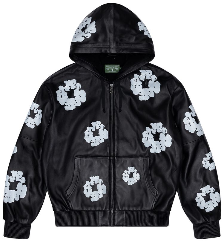 Buy Denim Tears Leather Cotton Wreath Zip Hoodie 'Black ...