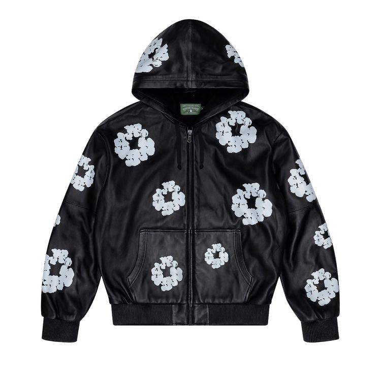 Buy Denim Tears Leather Cotton Wreath Zip Hoodie 'Black ...